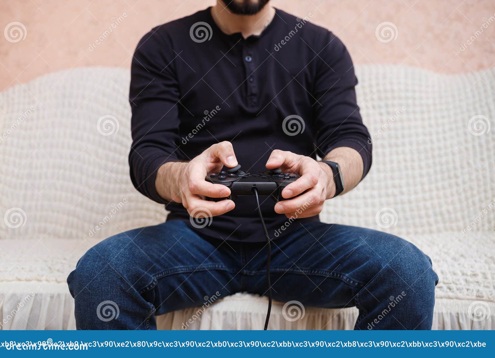 Man plays video games stock image. Image of home, games - 183840573