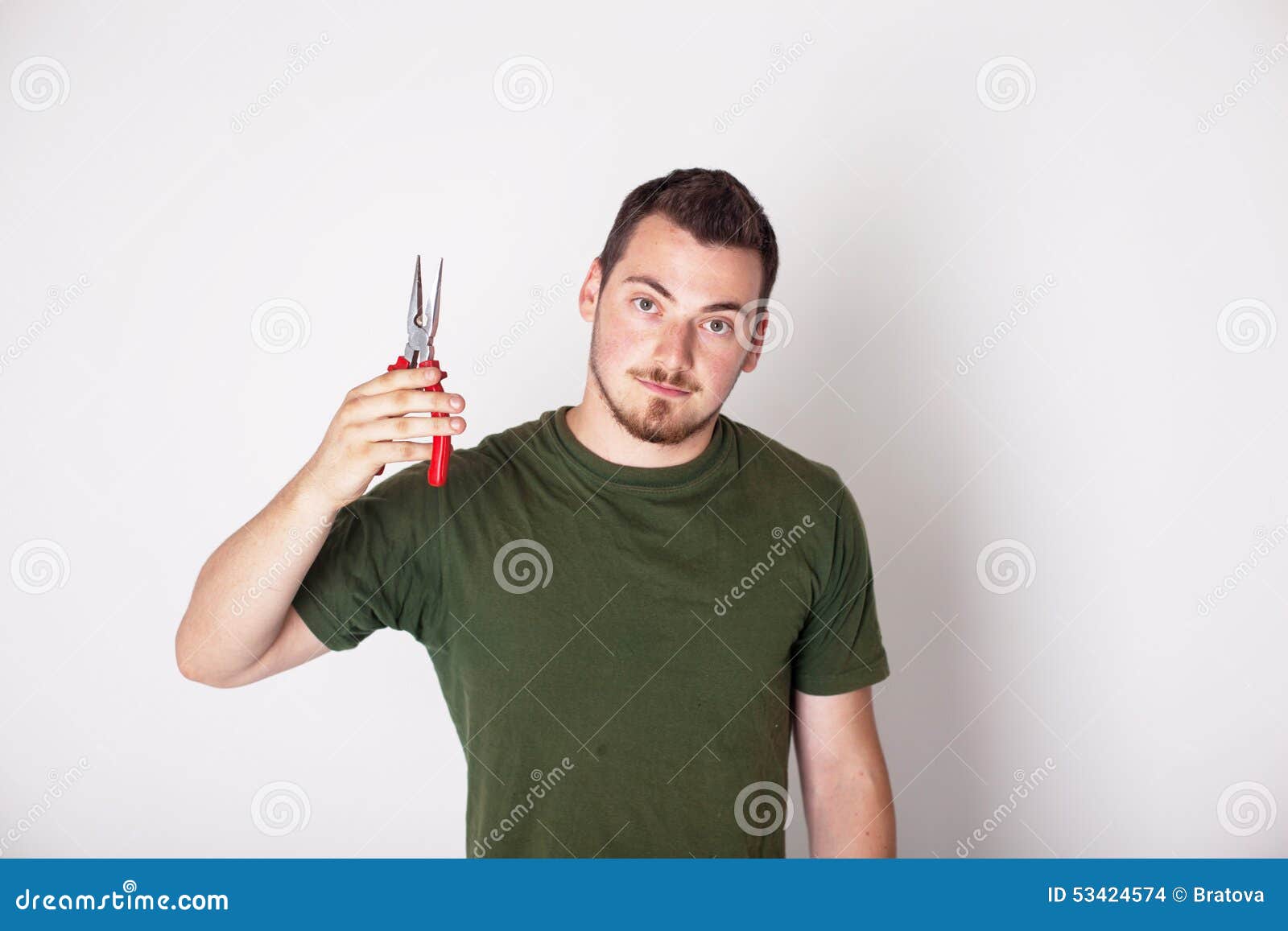 Man with pliers stock photo. Image of helmet, pliers - 53424574