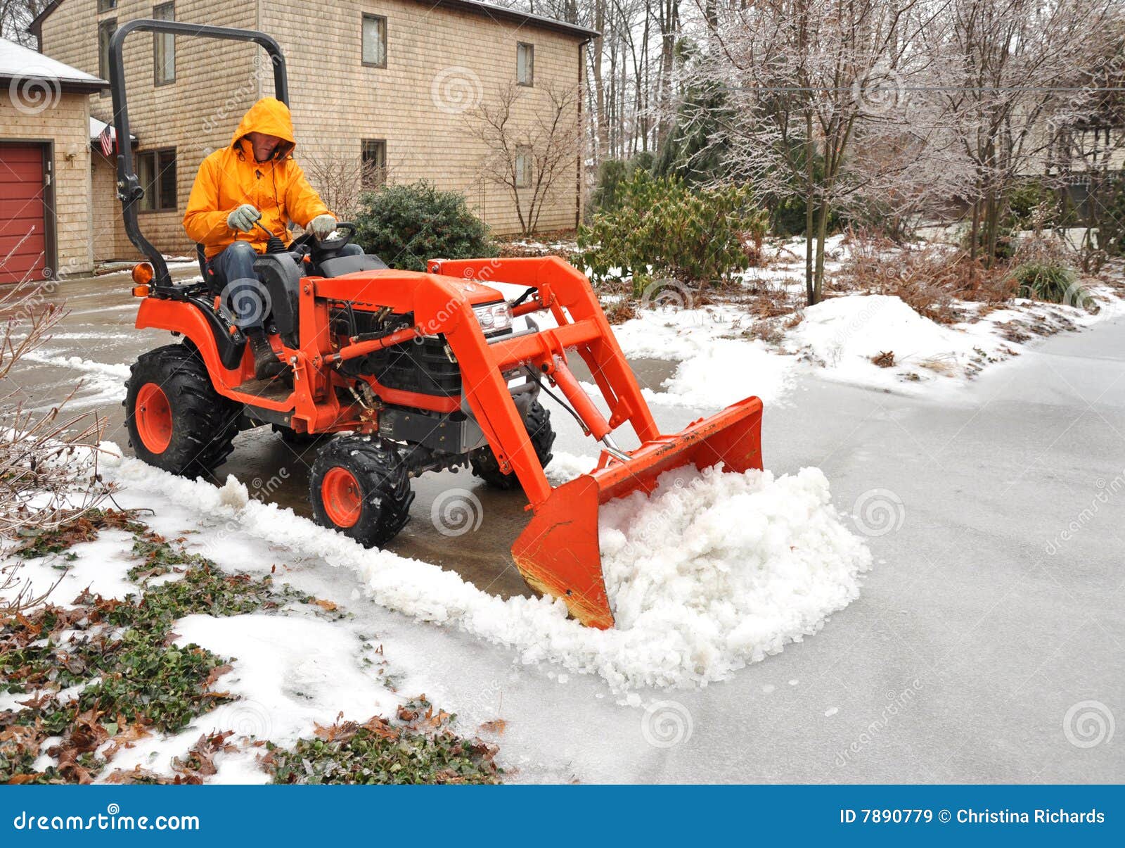 Man plowing snow and ice stock image. Image of pavement - 7890779