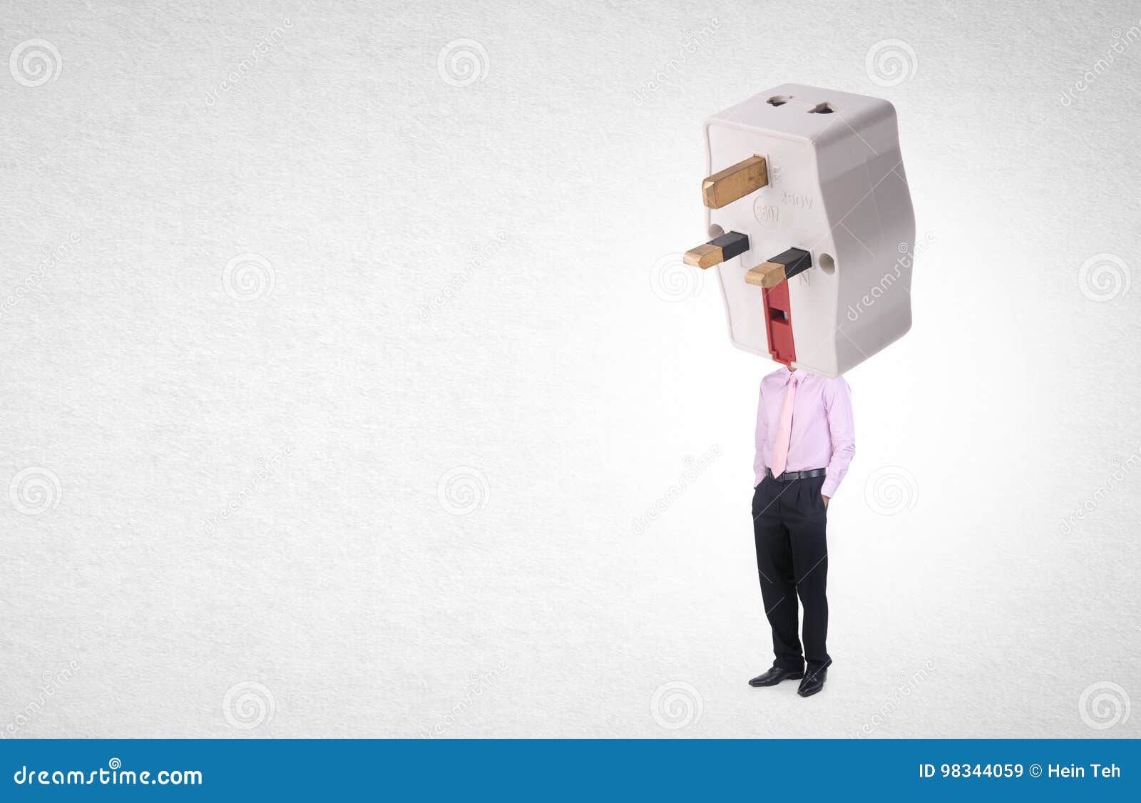 Man or Plug Headed Man with Concept on Background. Stock Image - Image ...