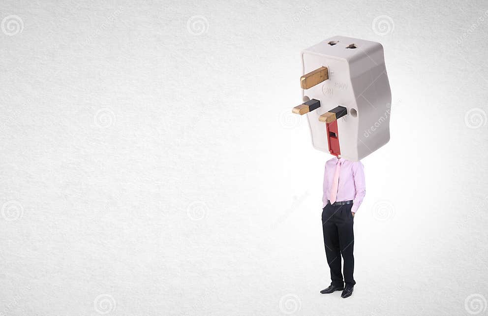 Man or Plug Headed Man with Concept on Background. Stock Image - Image ...