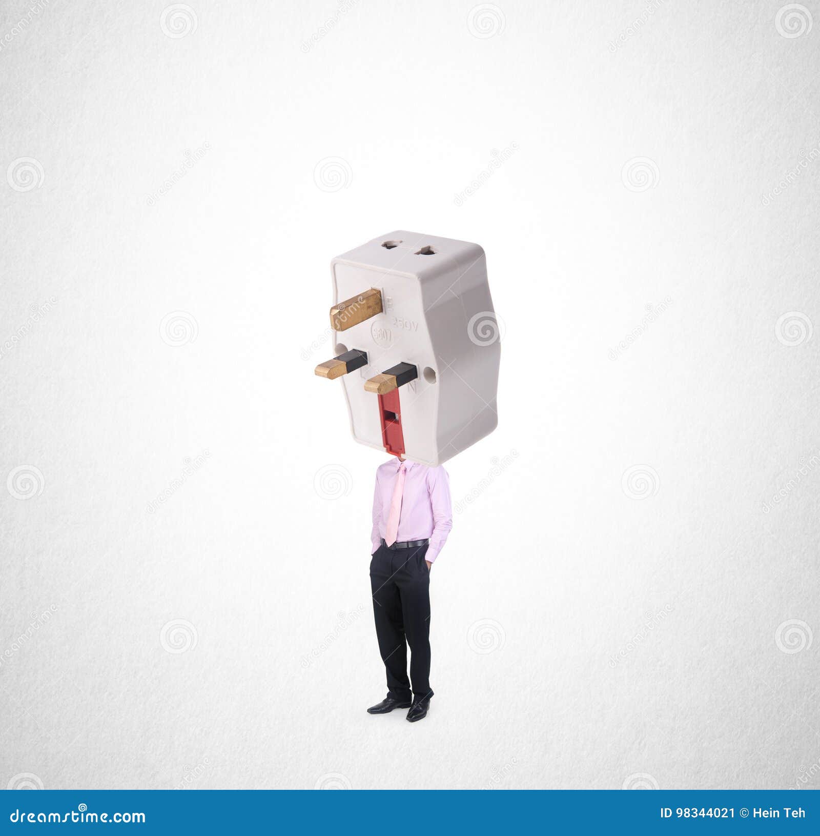 Man or Plug Headed Man with Concept on Background. Stock Image - Image ...