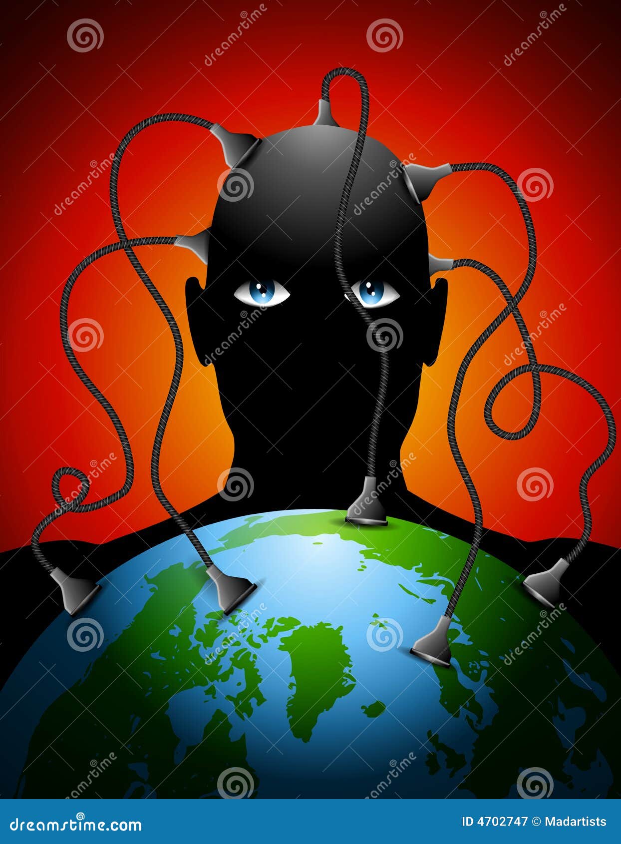 Man Plugged Into Earth Stock Illustration | CartoonDealer.com #4702747