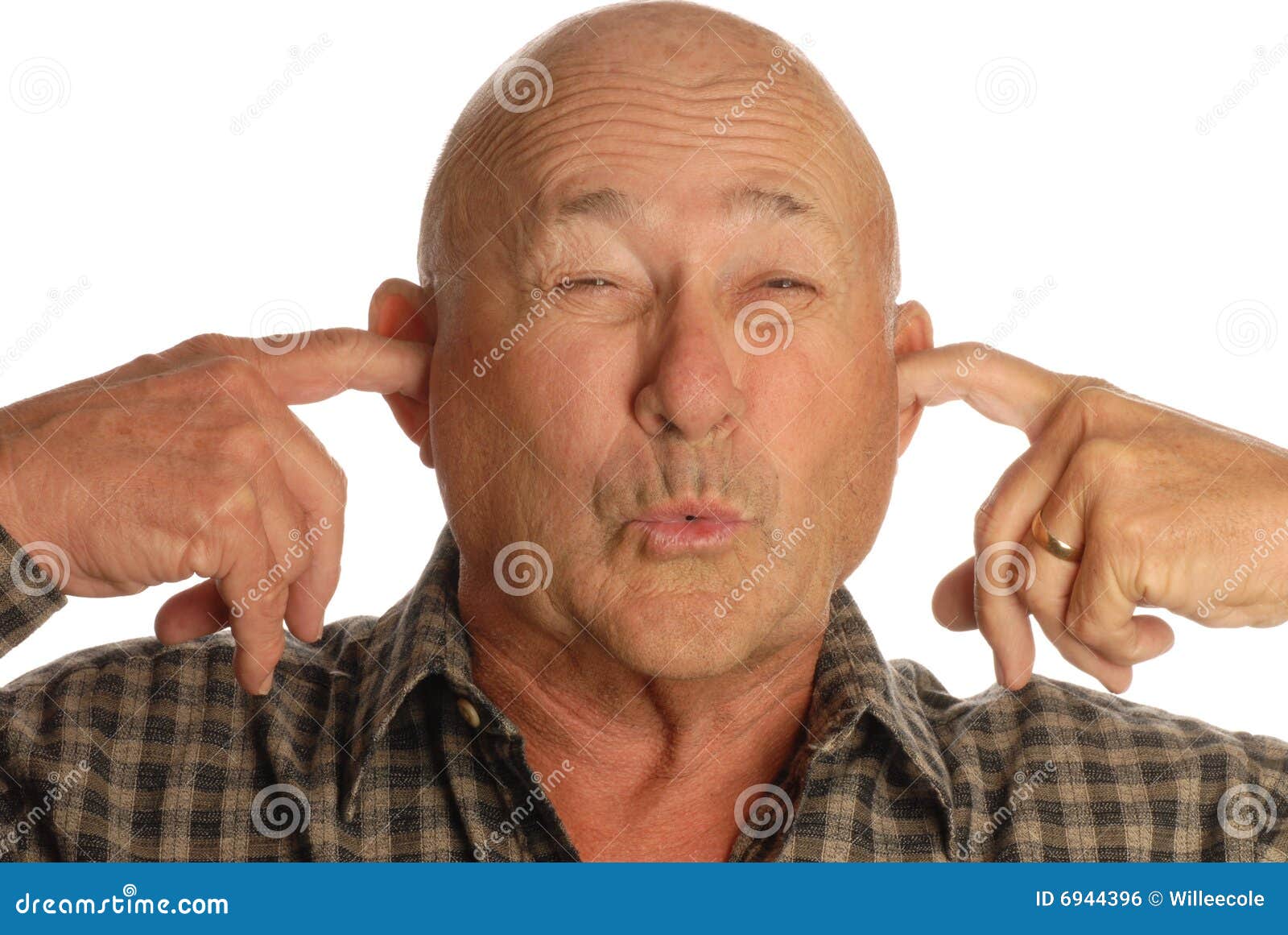 Man plugging ears stock photo. Image of funny, hand, mature - 6944396