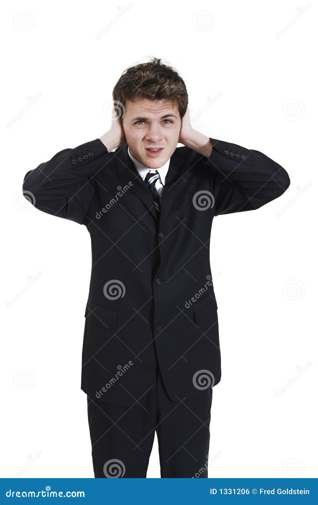 Man plugging his ears stock photo. Image of isolation - 1331206