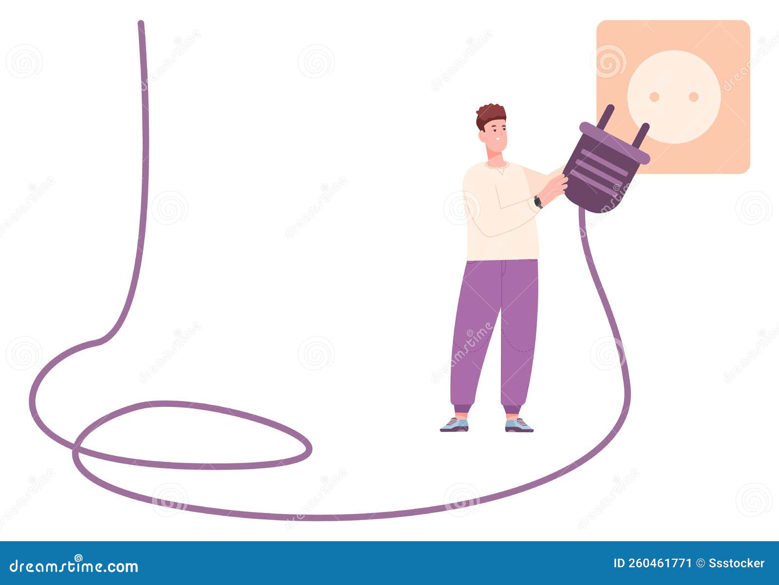 Man Plugging Power Plug in Electric Socket Outlet Stock Vector ...
