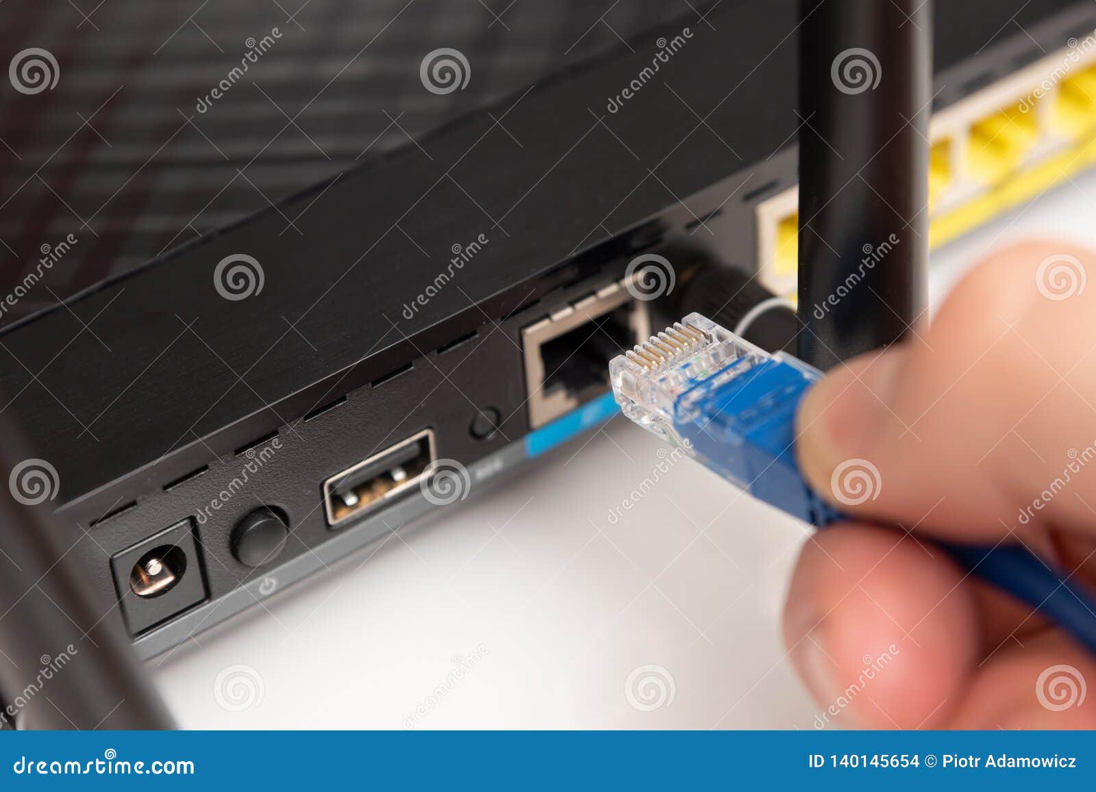 Man Plugs Internet Cable into the Router Stock Photo - Image of cable ...