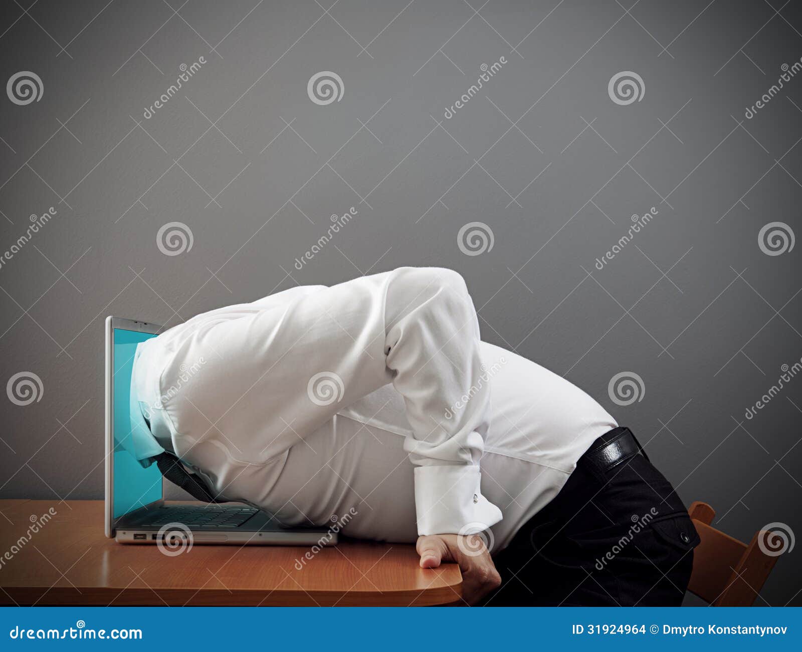 Man plunging into computer stock photo. Image of notebook - 31924964
