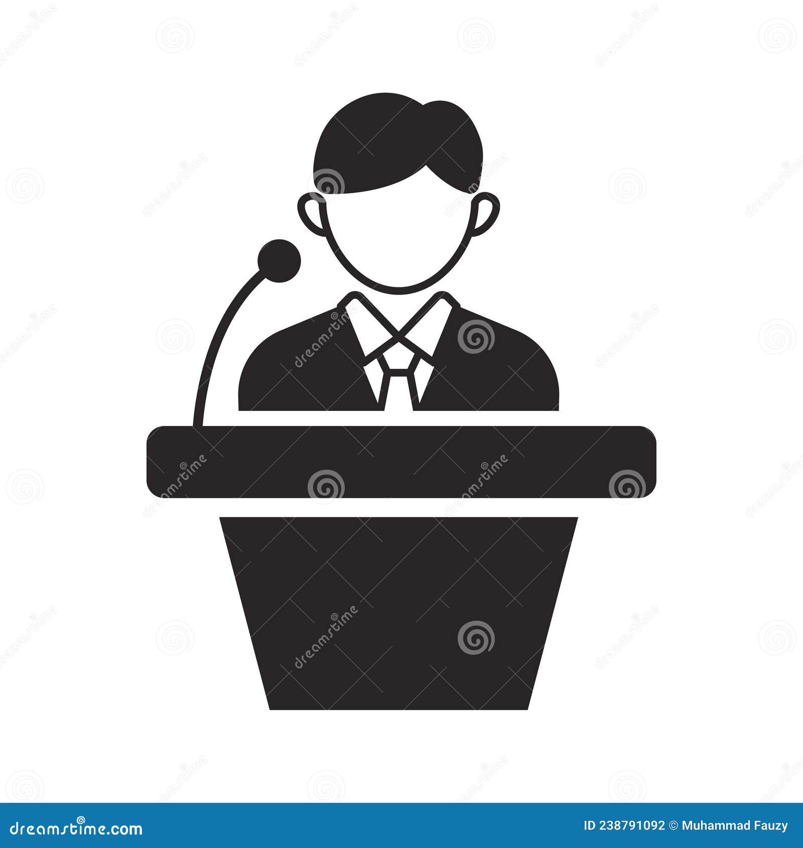 Man with Podium Vector Illustration in Simple Black Design Stock Vector ...