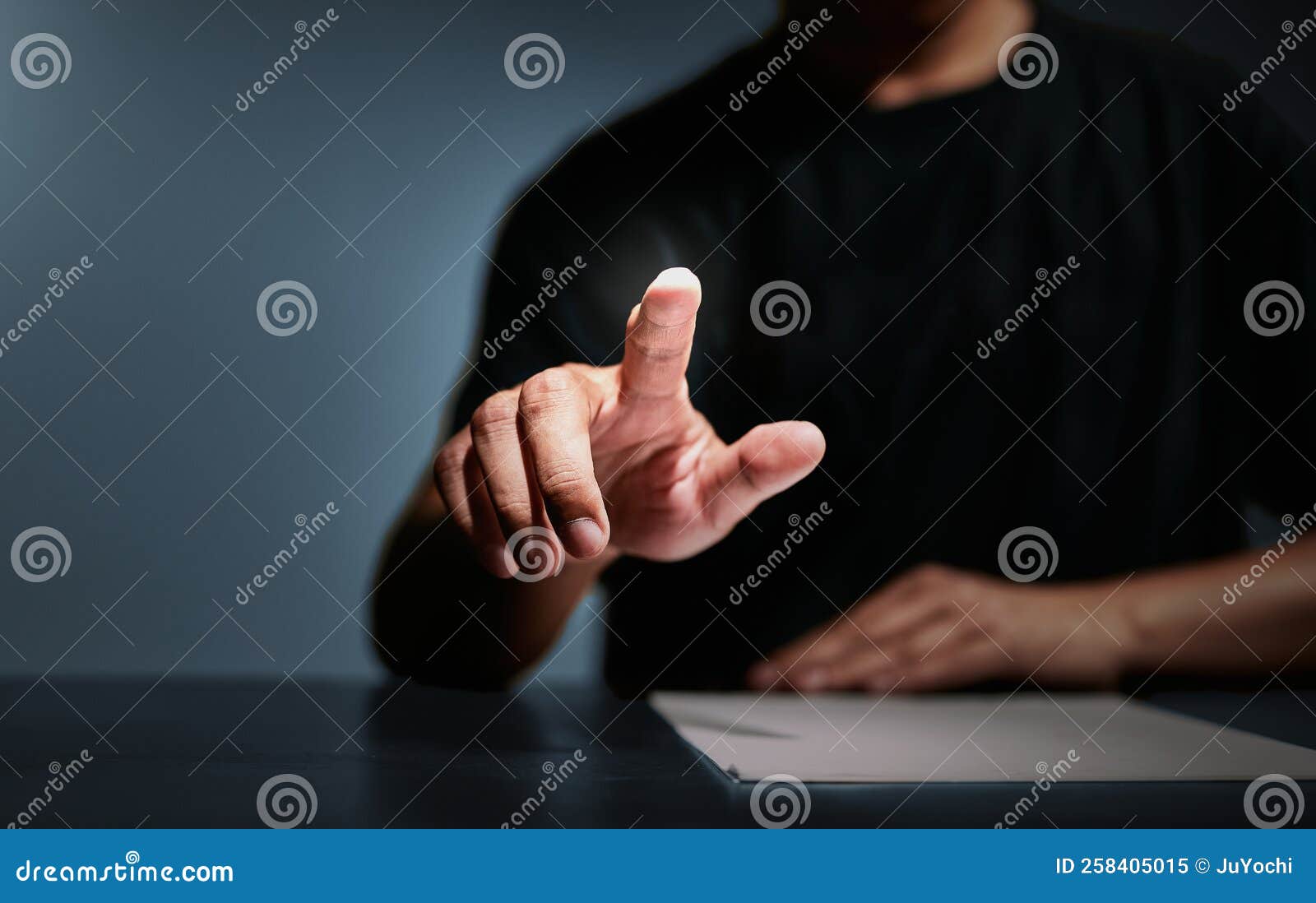 Man Point Their Fingers Forward To Select Something Stock Image Image Of Closeup Empty 258405015