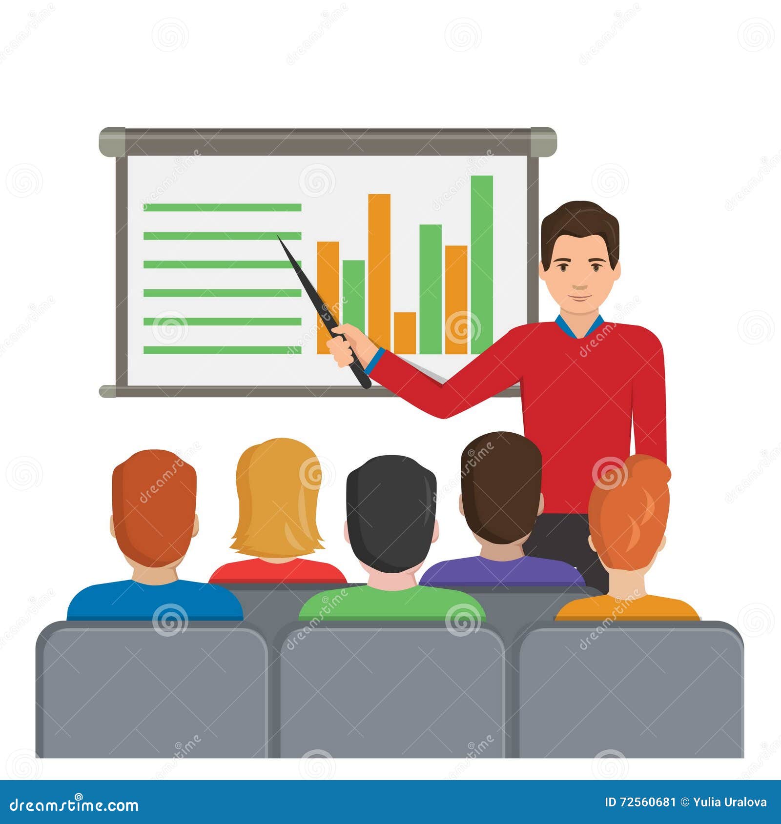 Man with Pointer Making Report Stock Vector - Illustration of data ...