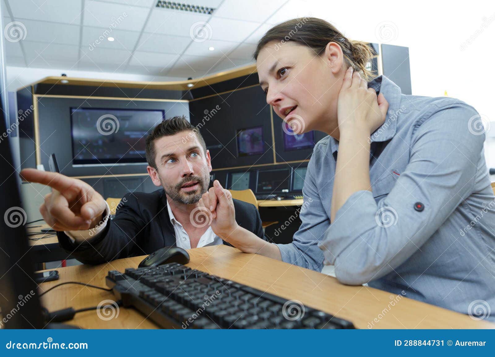 Man Pointing at Computer Application Stock Image - Image of symbol ...