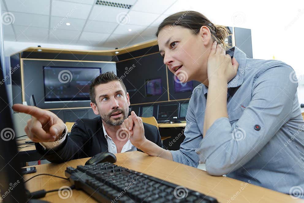 Man Pointing at Computer Application Stock Image - Image of symbol ...