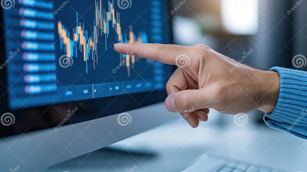 A Man Pointing at a Computer Screen with an Arrow on it, AI Stock Image ...