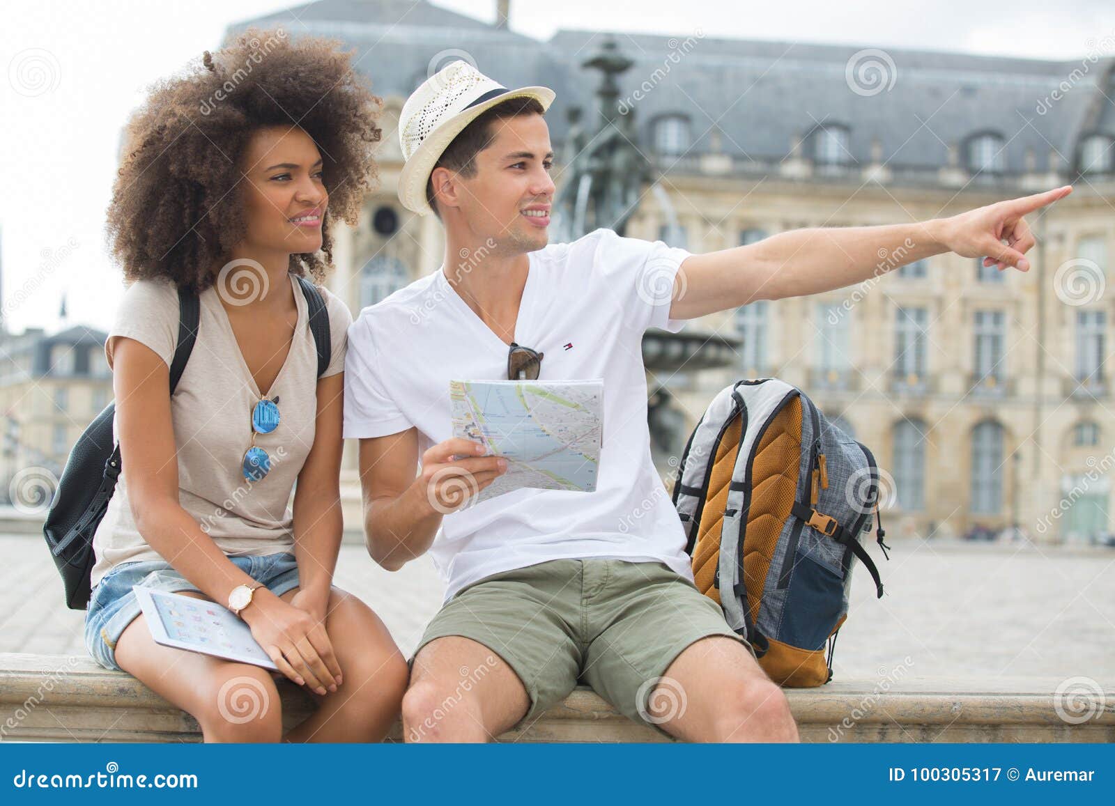 Man pointing at direction stock image. Image of visitor - 100305317