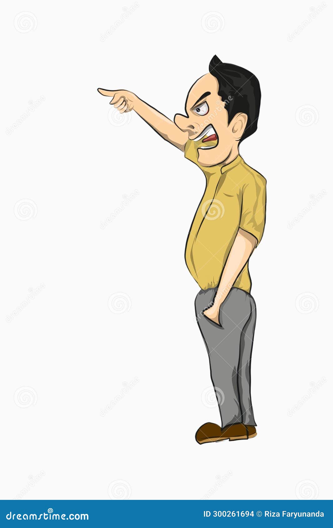 A Man is Pointing into the Distance while Shouting and Angry with a ...