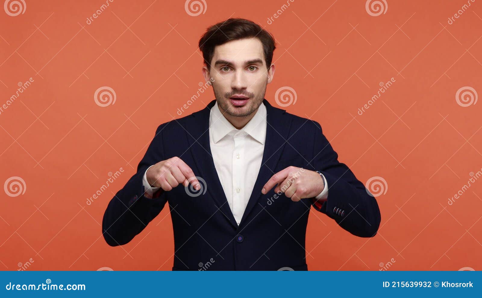 Man Pointing Down with Bossy Expression and Saying Here. Stock Footage ...