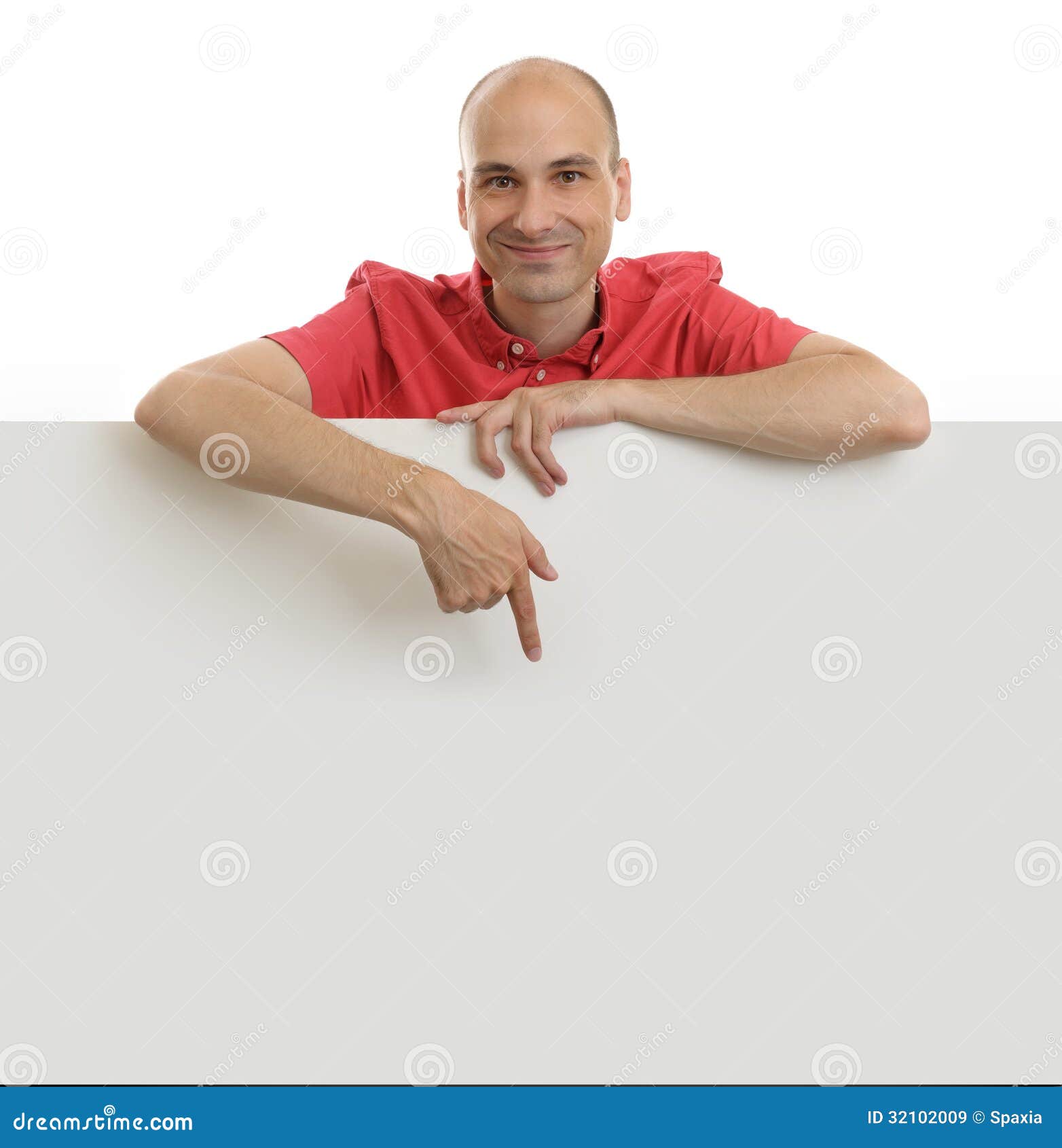Man Pointing at Empty Board Stock Image - Image of background, blank ...