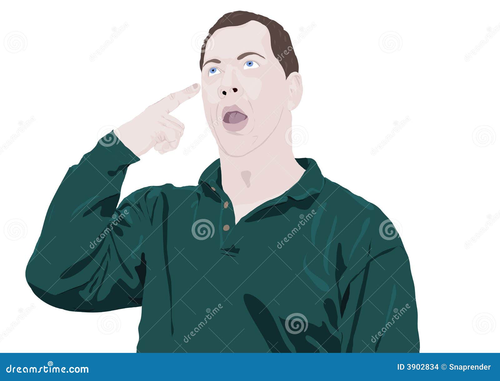 Man Pointing Finger at Head Stock Vector - Illustration of vector ...