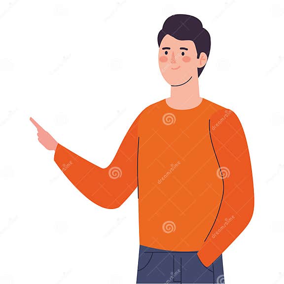 Man pointing with finger stock vector. Illustration of direction ...
