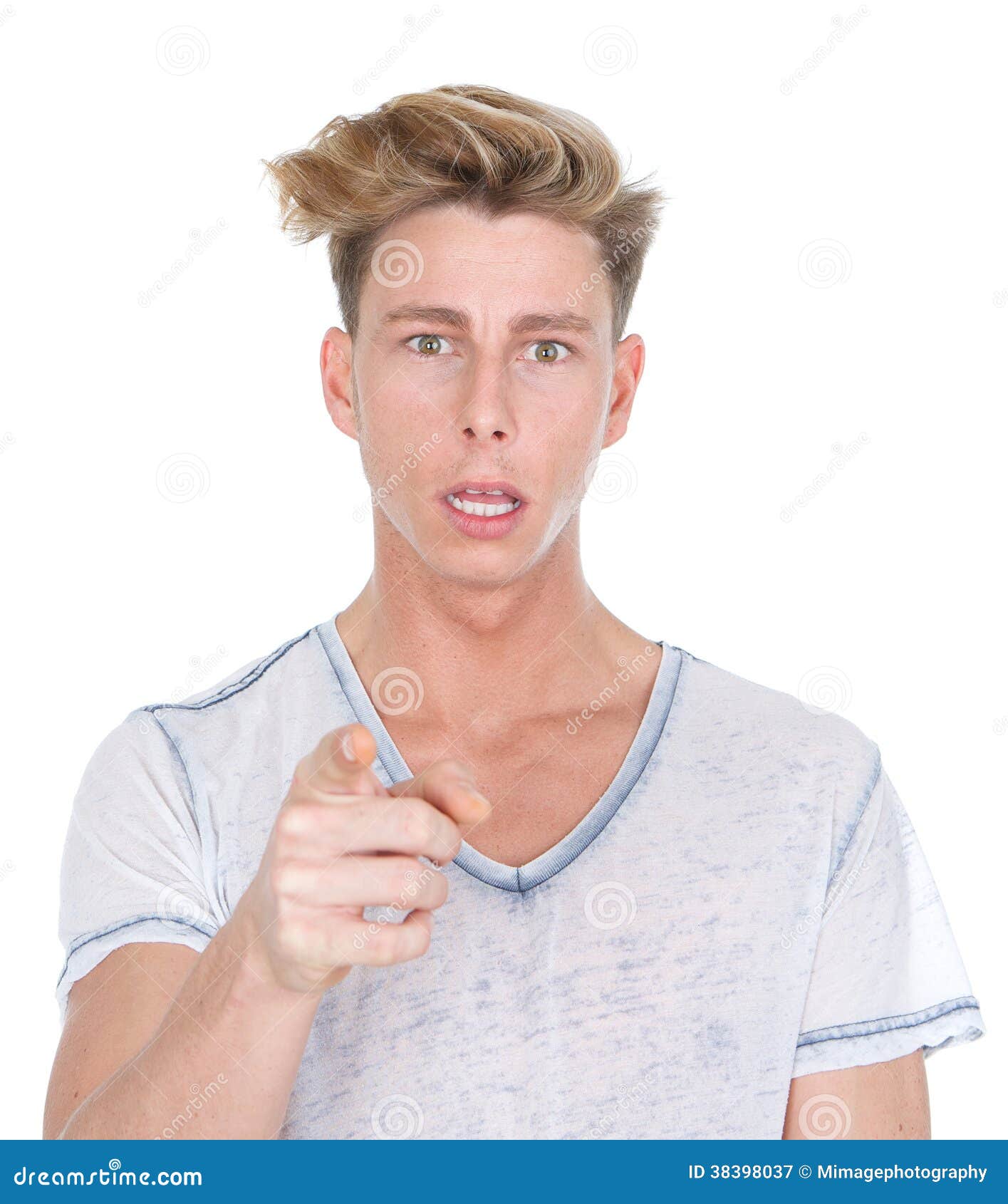 Man Pointing Finger in Shock Stock Image - Image of confused, gesturing ...