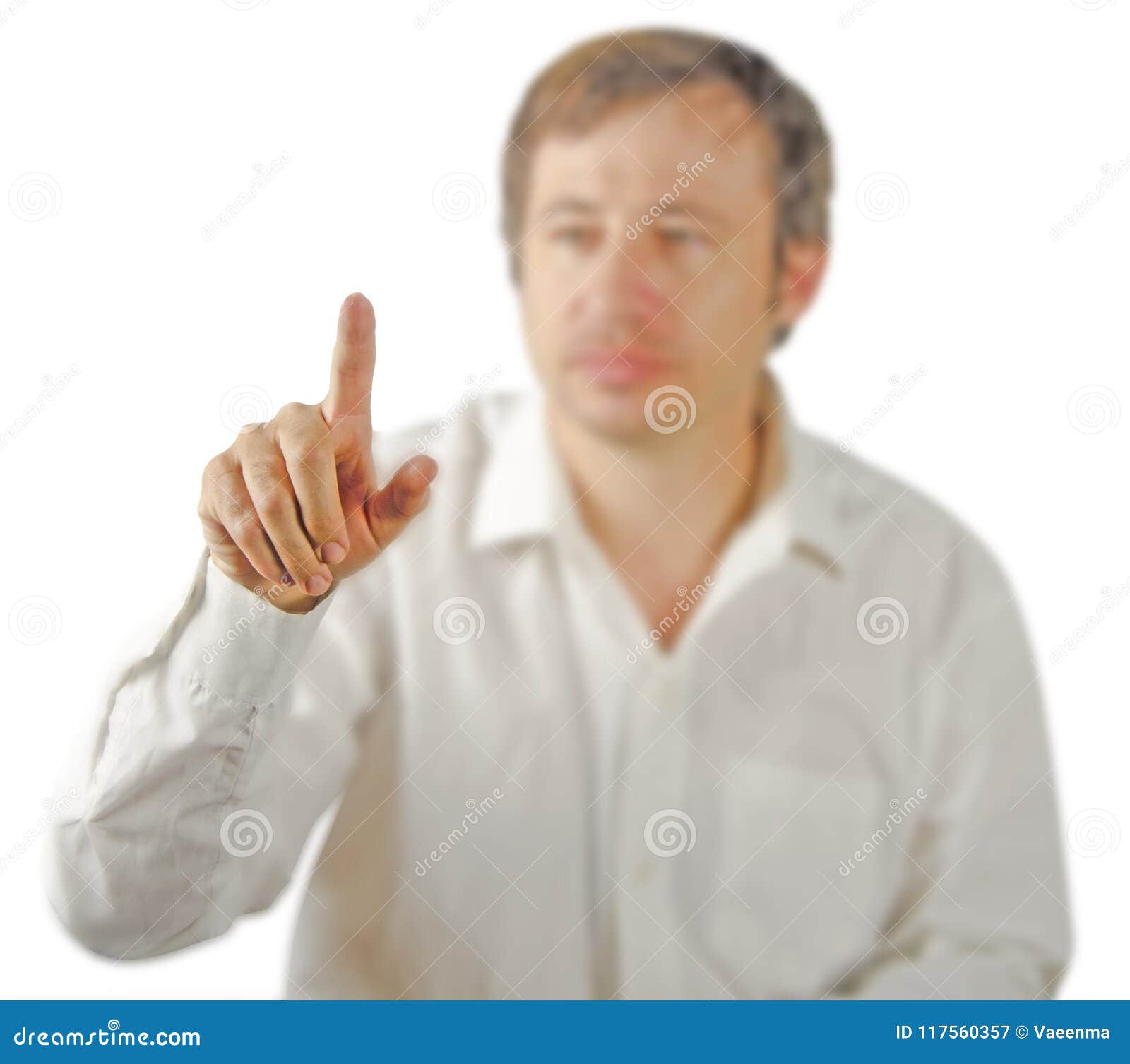 Man Pointing To Virtual Screen Stock Image - Image of male, close ...