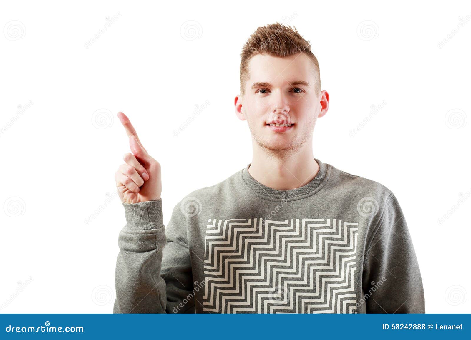 Man pointing finger stock photo. Image of casual, shot - 68242888