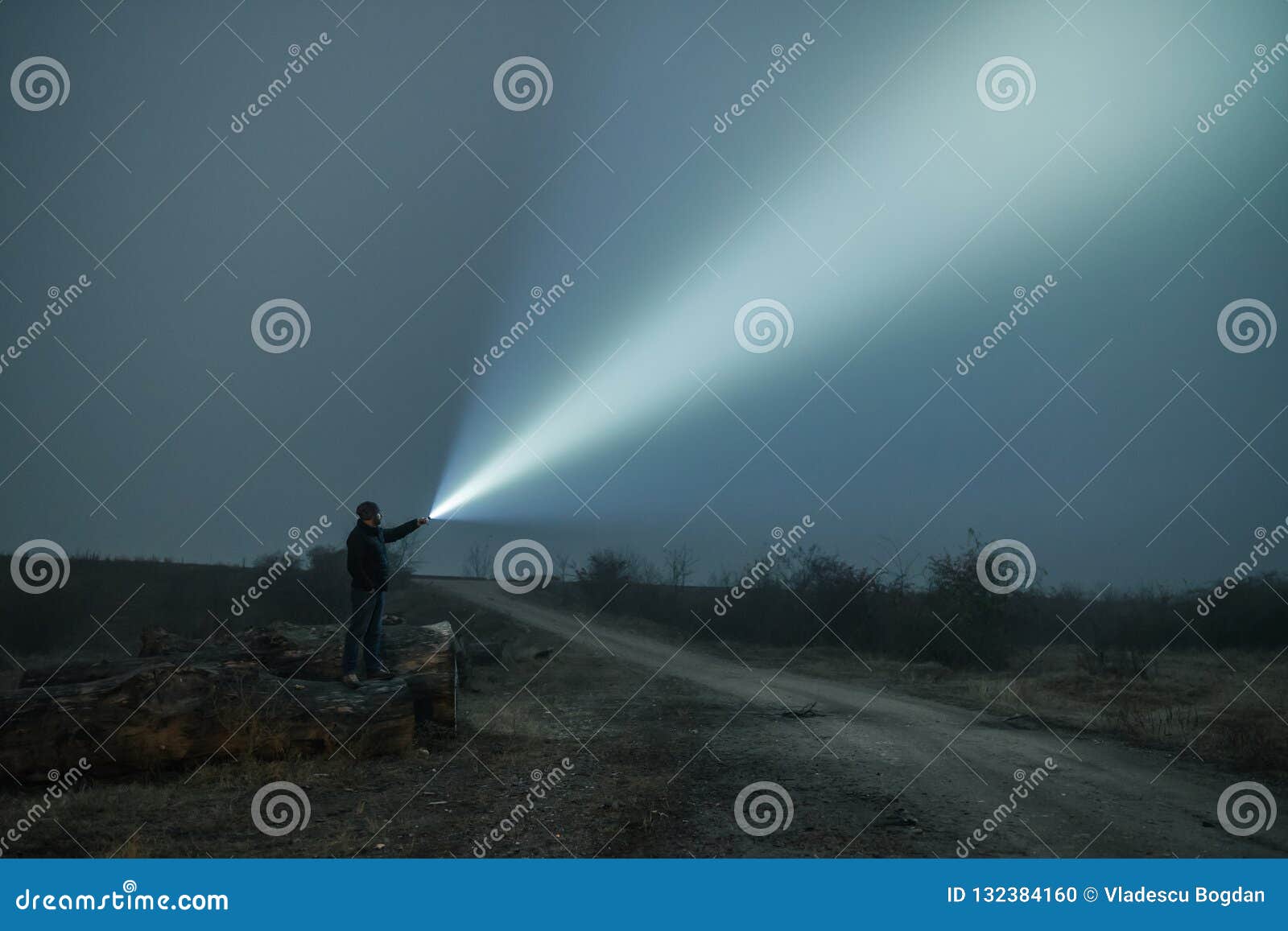 Searching with Flashlight in Outdoor Stock Photo - Image of ideea ...