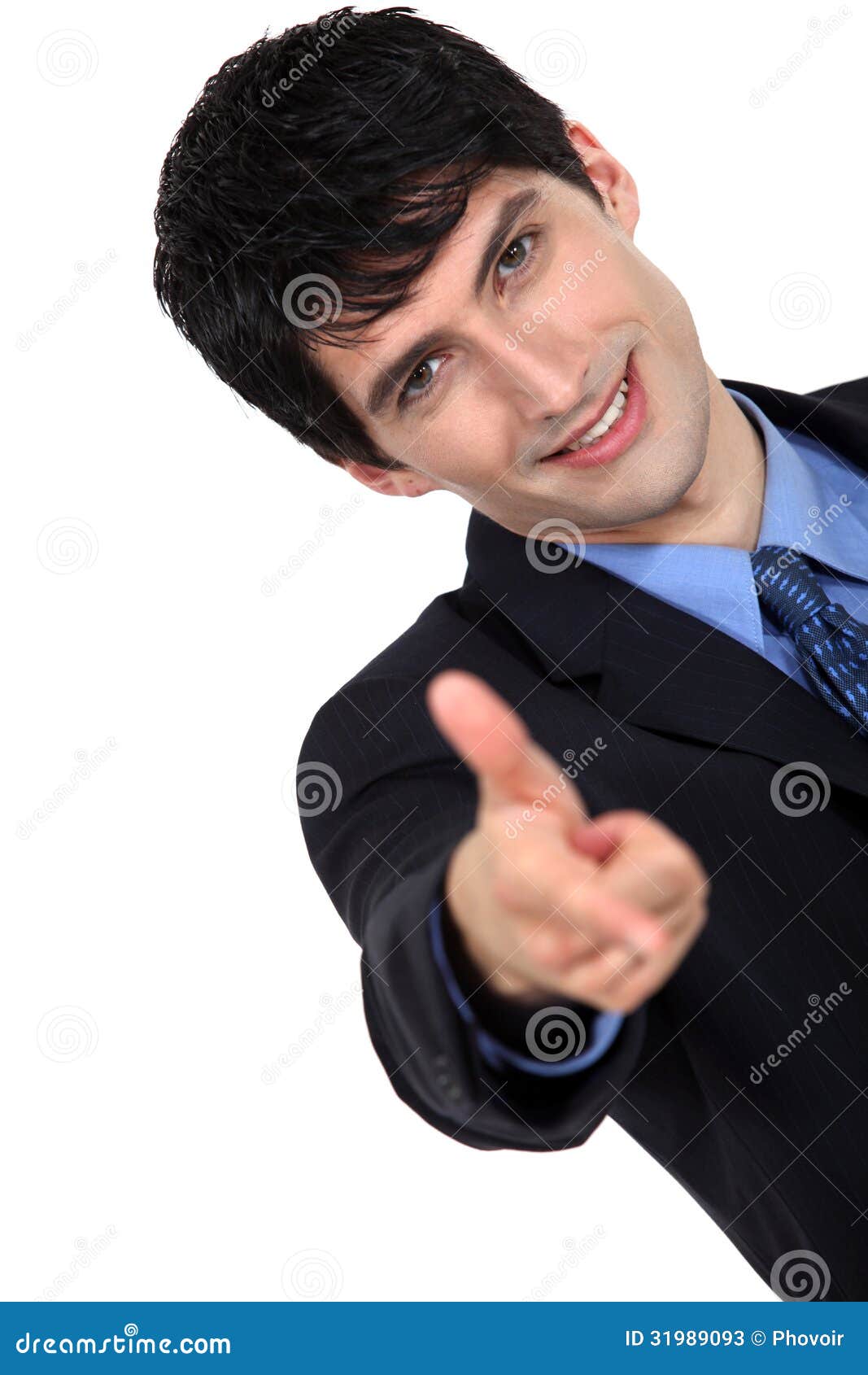 Man pointing forward stock image. Image of fist, thumb - 31989093
