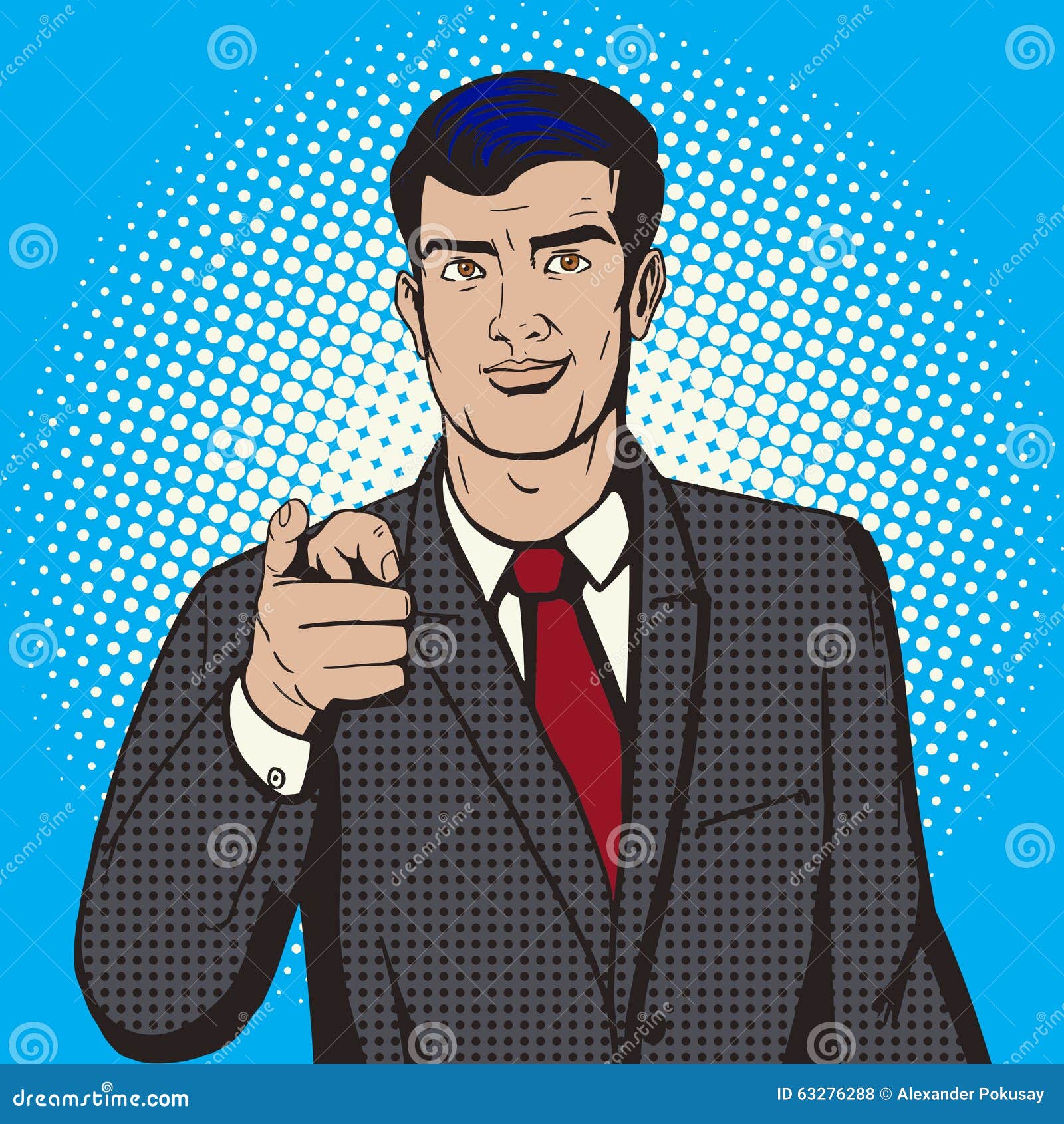 Man Pointing Forward Finger Pop Art Style Vector Stock Vector ...