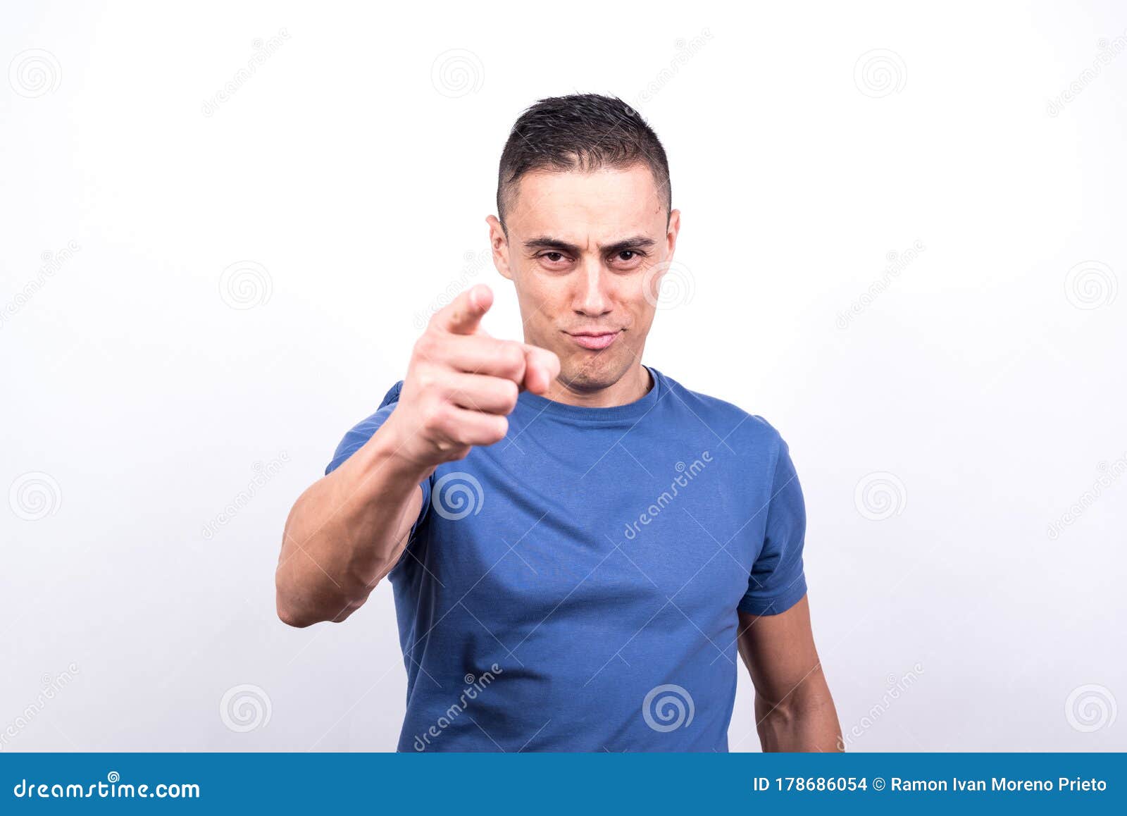Man Pointing in Front with Index Finger Stock Photo - Image of copy ...