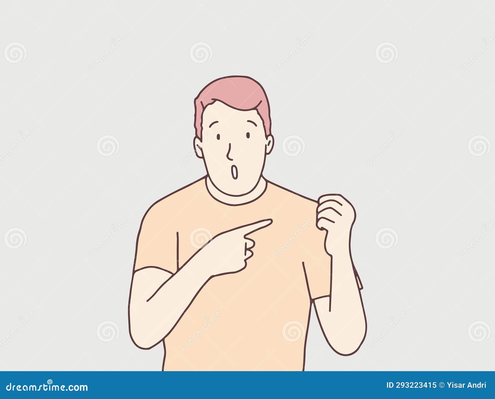 Man Pointing Gesture Hand Simple Korean Style Illustration Stock Vector ...