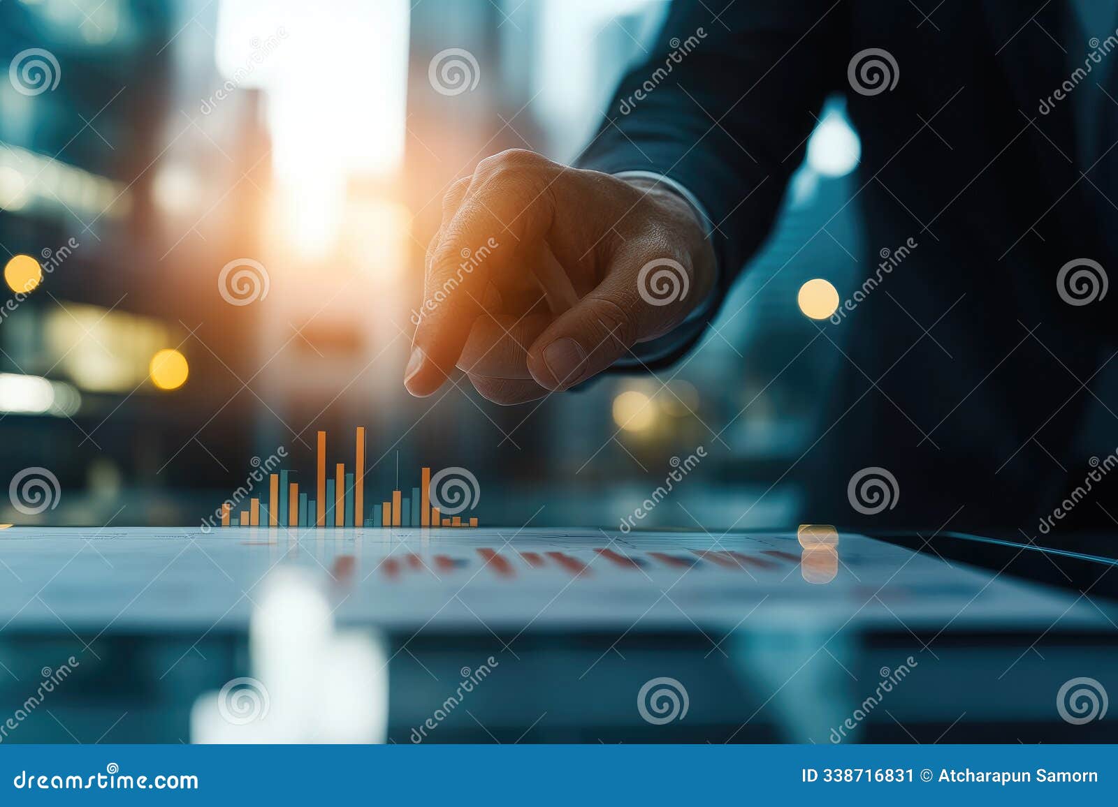 A Man is Pointing at a Graph on a Computer Screen Stock Illustration - Illustration of finance ...