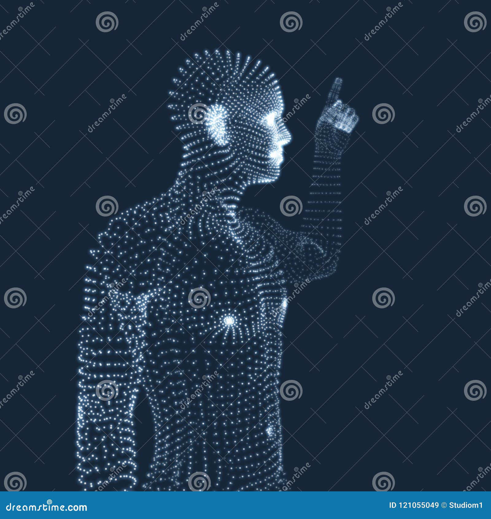 Man Pointing His Finger. 3D Model of Man. Geometric Design Stock Vector ...