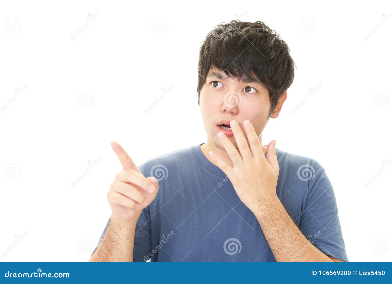 Uneasy Asian man stock photo. Image of finger, anxiety - 106569200