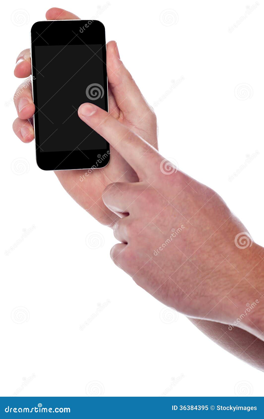Man Pointing on His Smartphone Display Stock Image - Image of connect ...