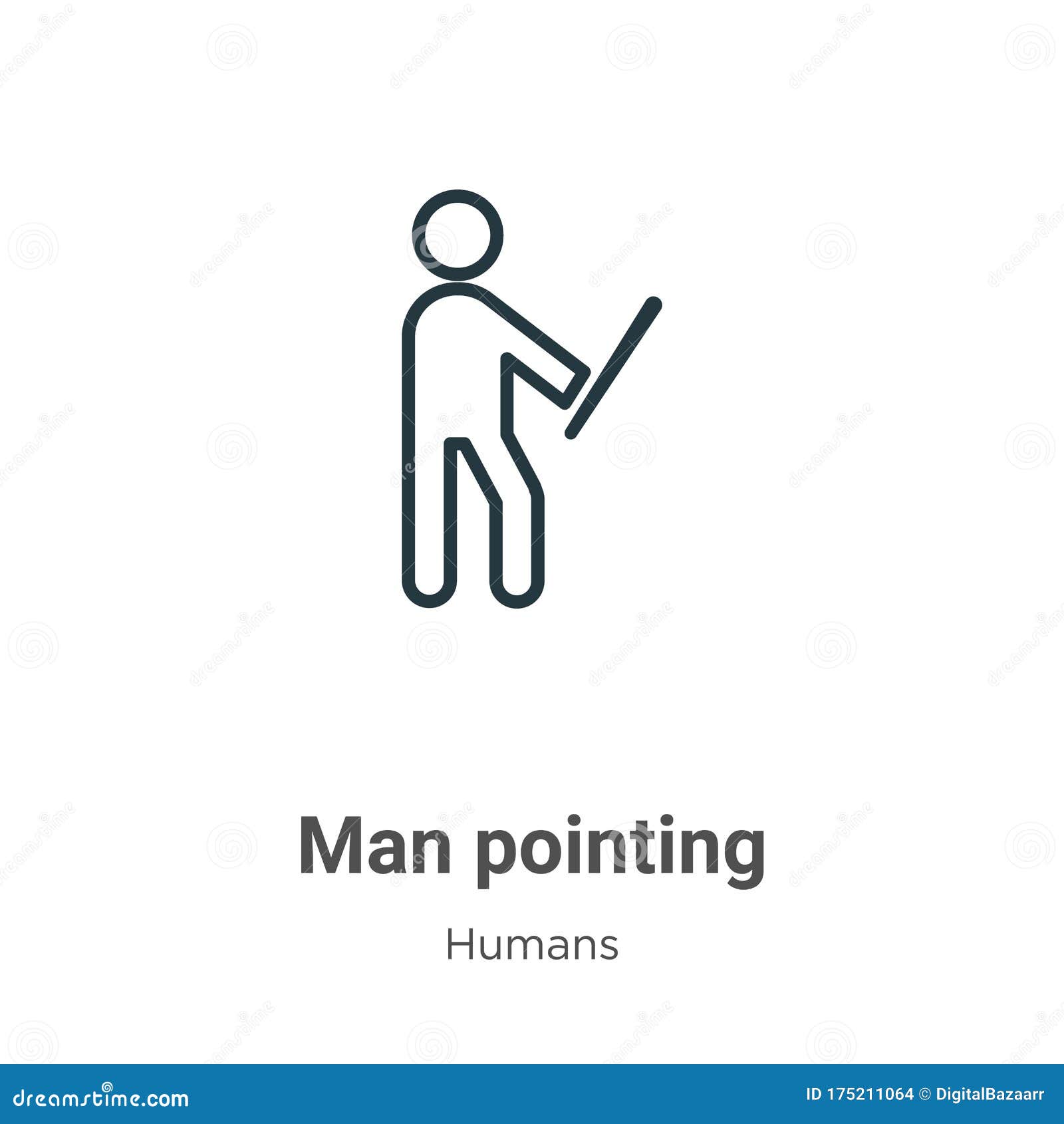 Man Pointing Outline Vector Icon. Thin Line Black Man Pointing Icon ...