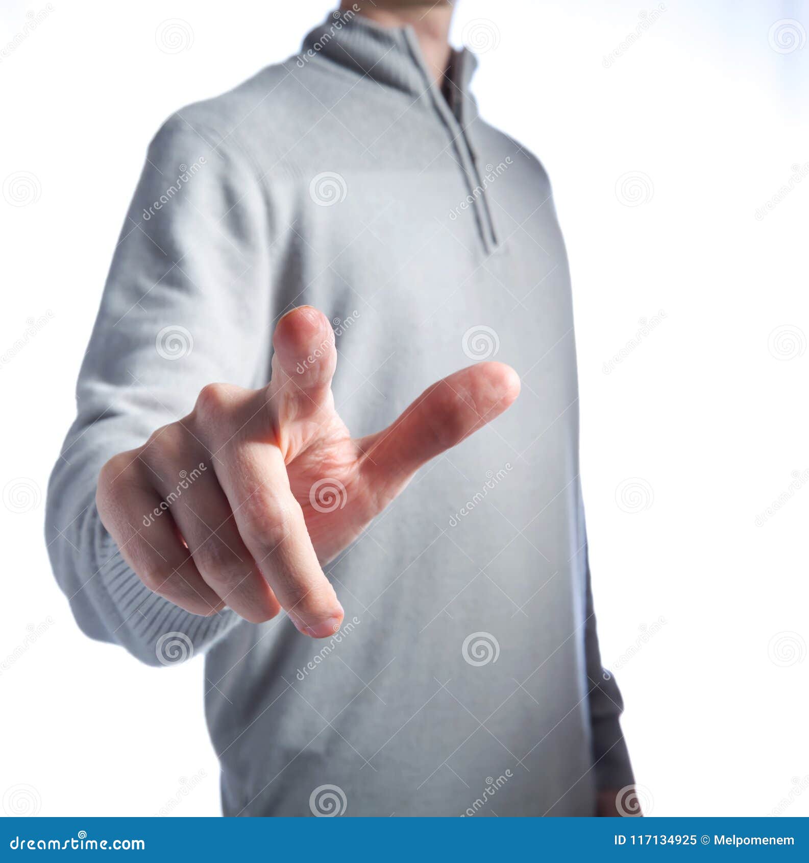 Man in Pointing or Pressing Something Stock Image - Image of finger ...
