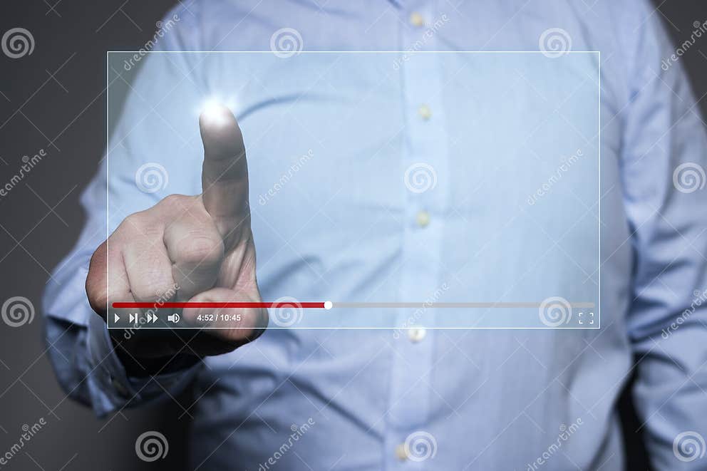 Man Pointing at a Screen of a Video Player Stock Photo - Image of male ...