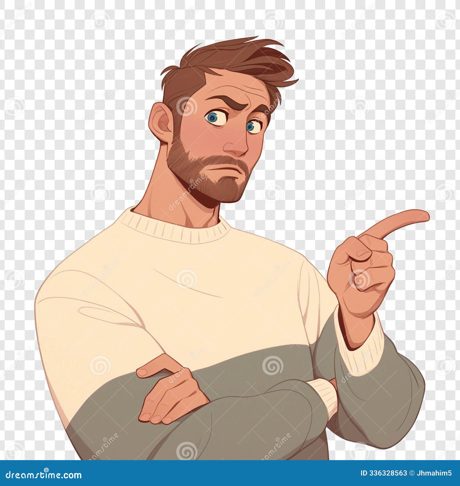 A Man Pointing with a Serious Expression Stock Illustration ...