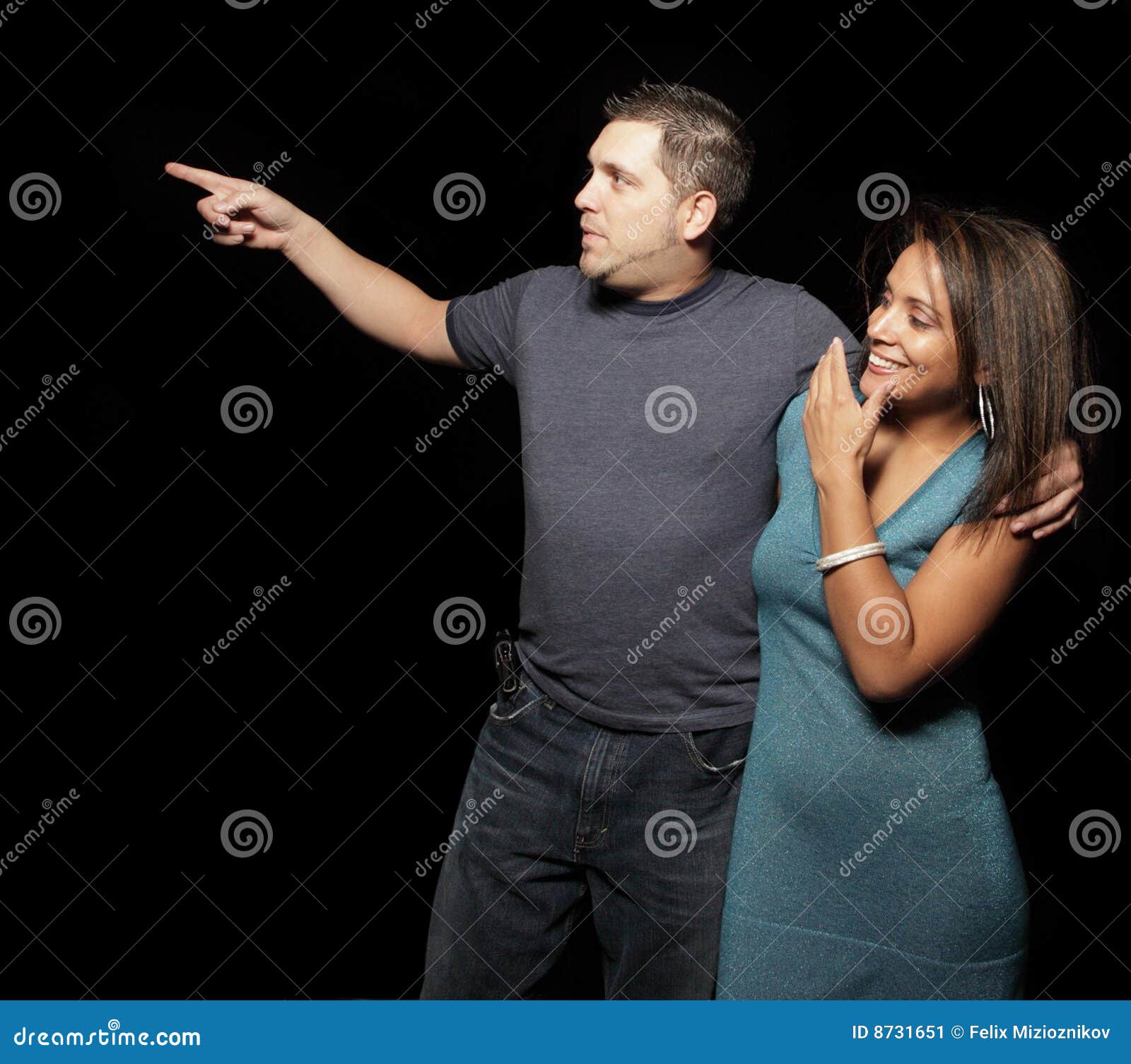 Man Pointing at Something Funny Stock Image - Image of husband, couple ...