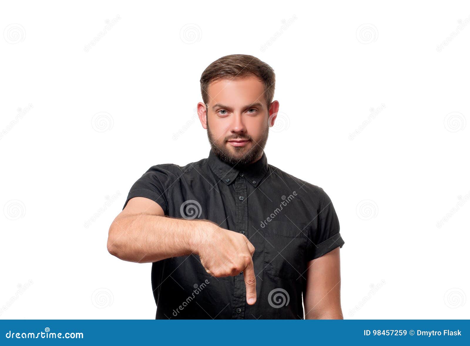 Man is Pointing at a Subscription Button Down Below Stock Image - Image ...