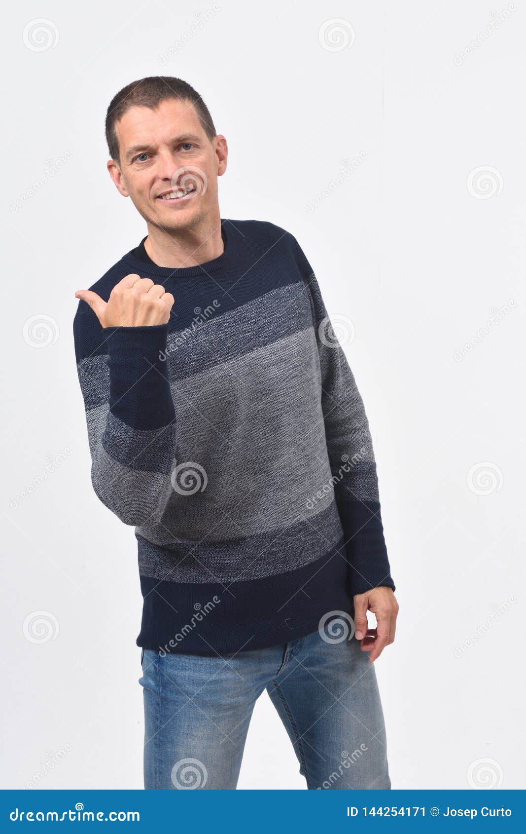 Man Pointing Thumb Up with Hand and Finger Stock Image - Image of ...