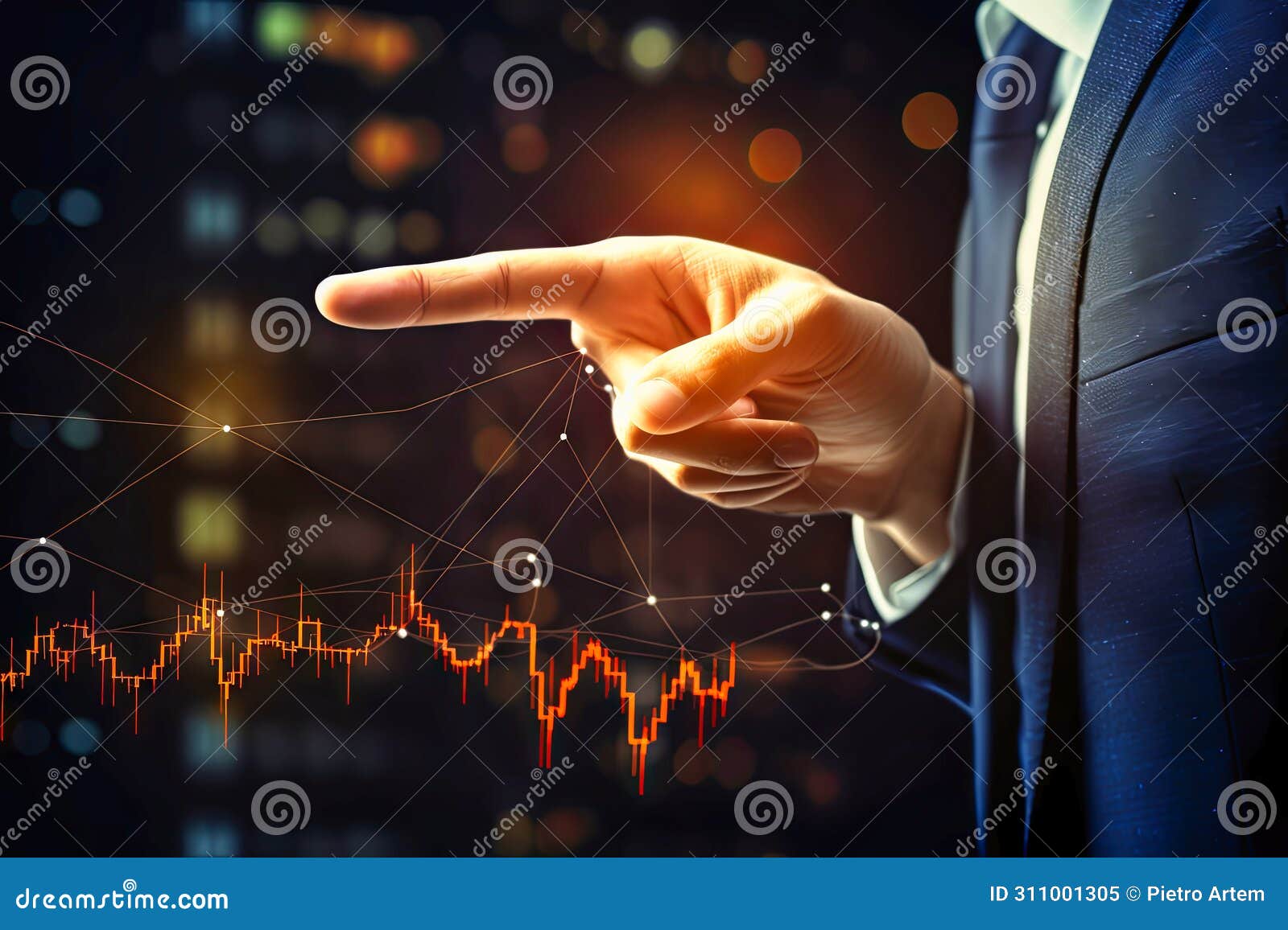 Man Pointing To Chart on Screen Stock Image - Image of statistics ...