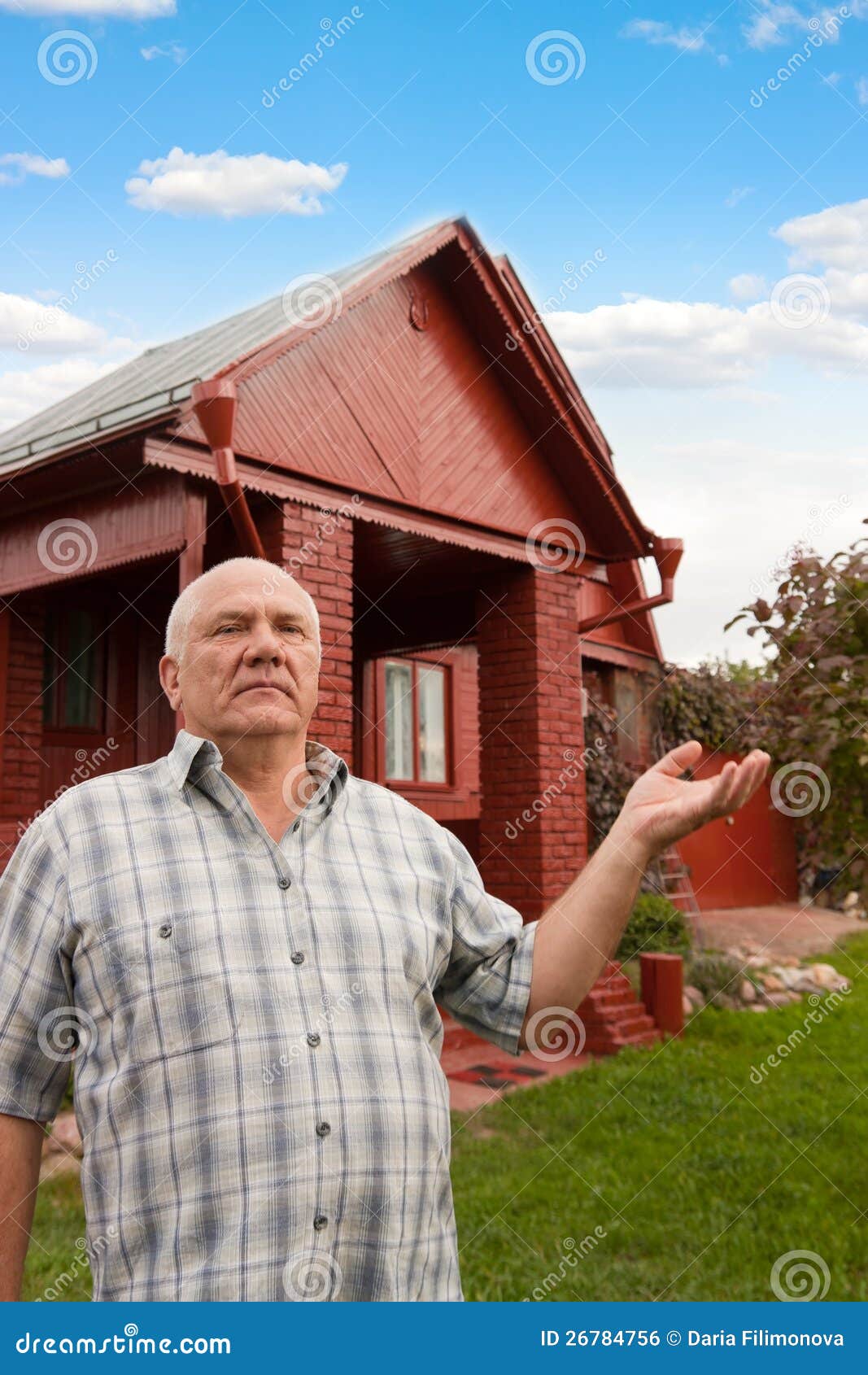 Man pointing to house stock photo. Image of casual, happiness - 26784756