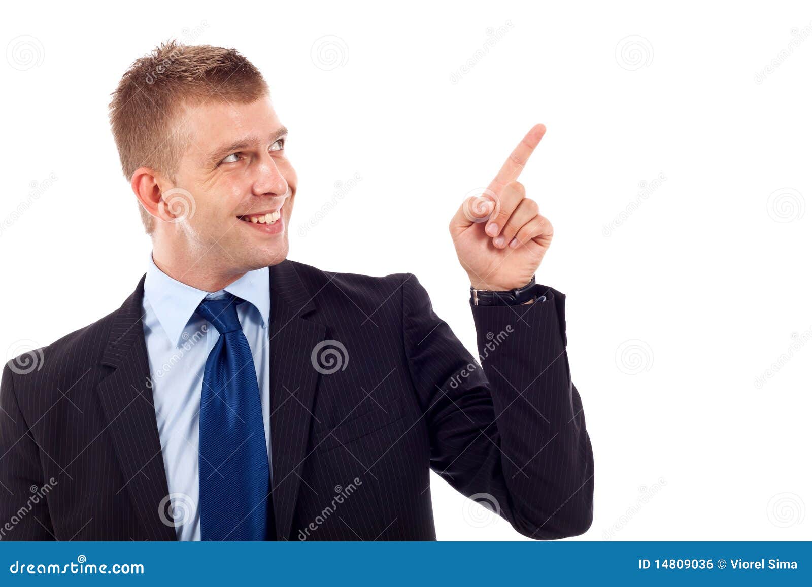 Man pointing to the side stock photo. Image of hand, businessman - 14809036