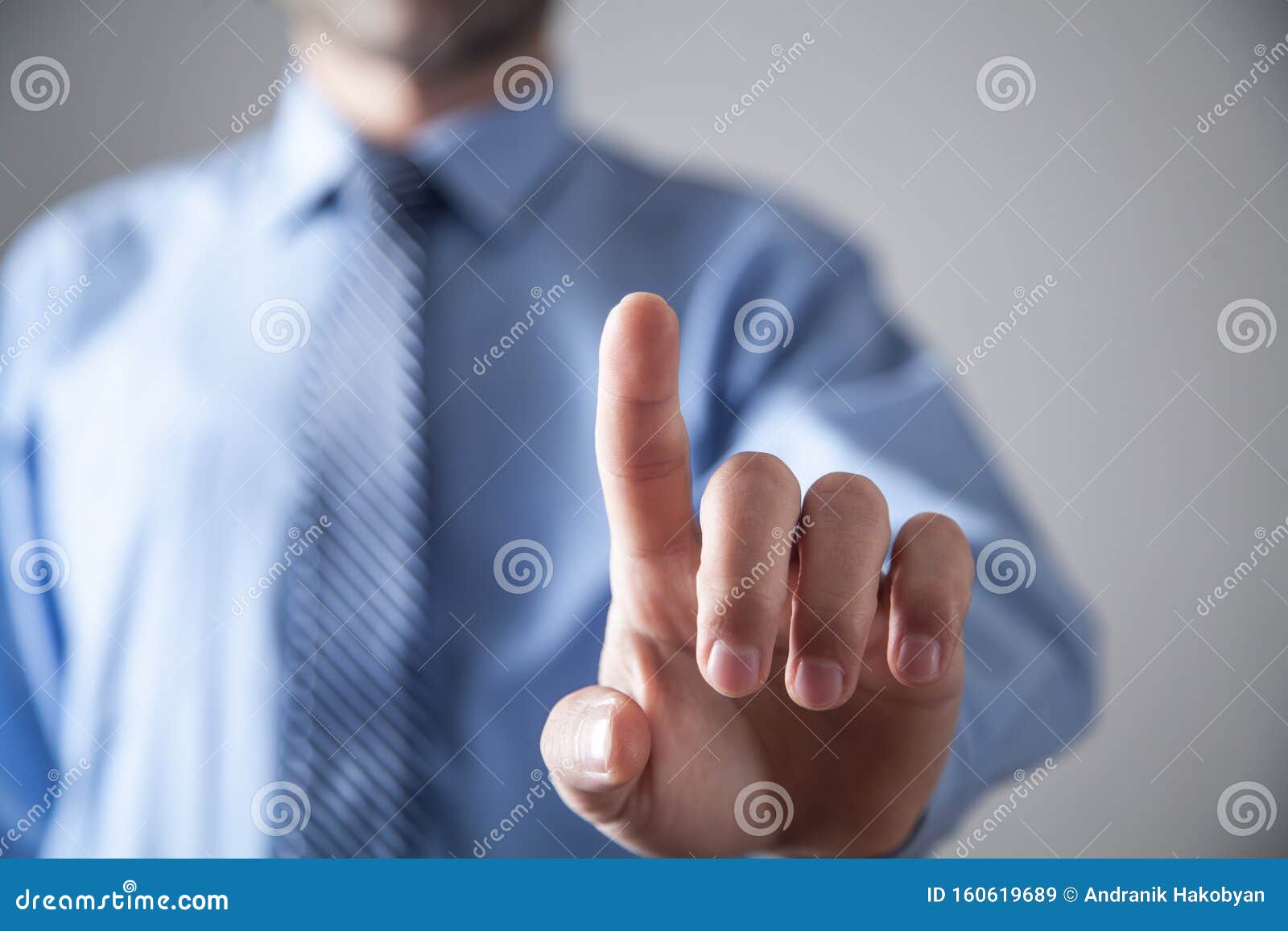Man Pointing or Touching Finger in Screen Stock Image - Image of select ...