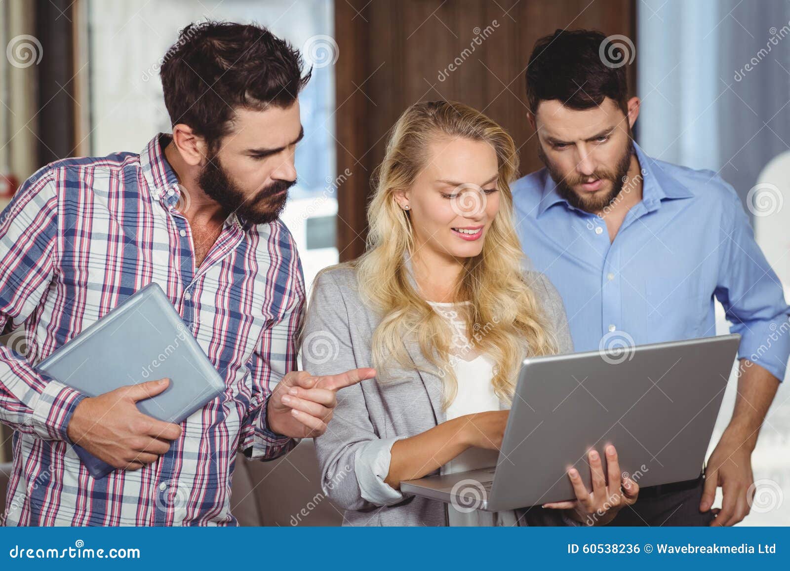 Man Pointing Towards Laptop Stock Photo - Image of attractive ...