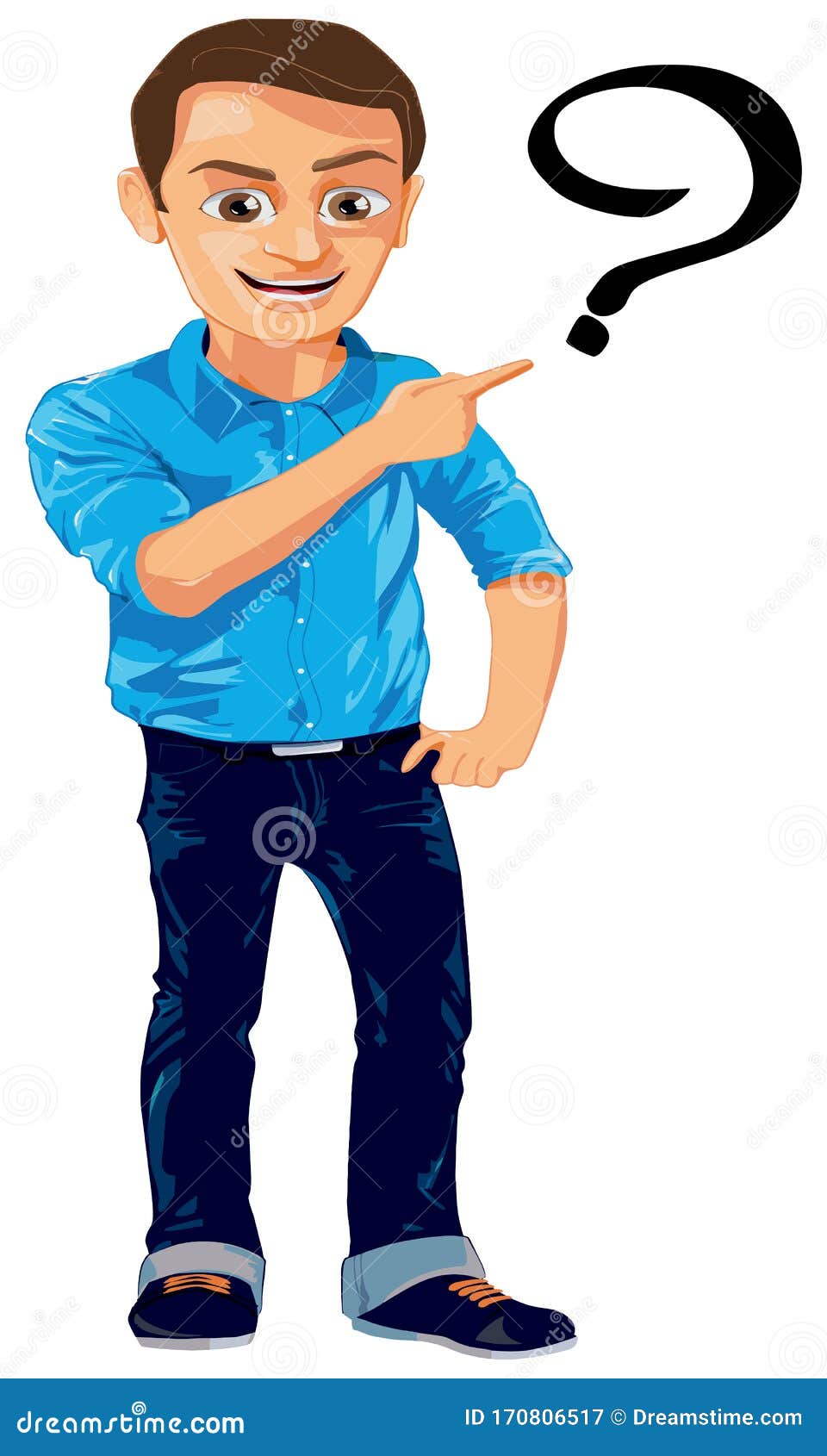 A Man Pointing Towards a Question Stock Illustration - Illustration of ...