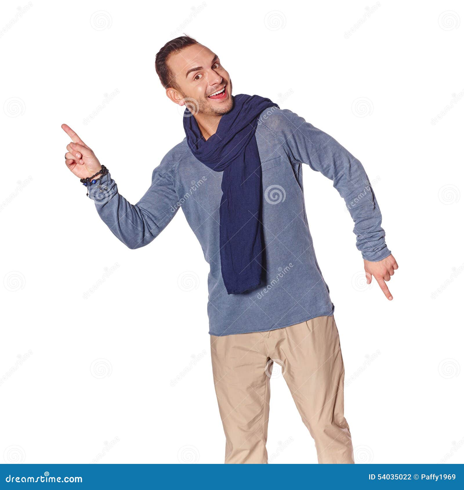 Man Pointing at Two Different Directions Stock Photo - Image of ...
